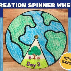 Days of Creation Coloring Wheel, Kids Bible Lesson, Memory Game, Bible ...