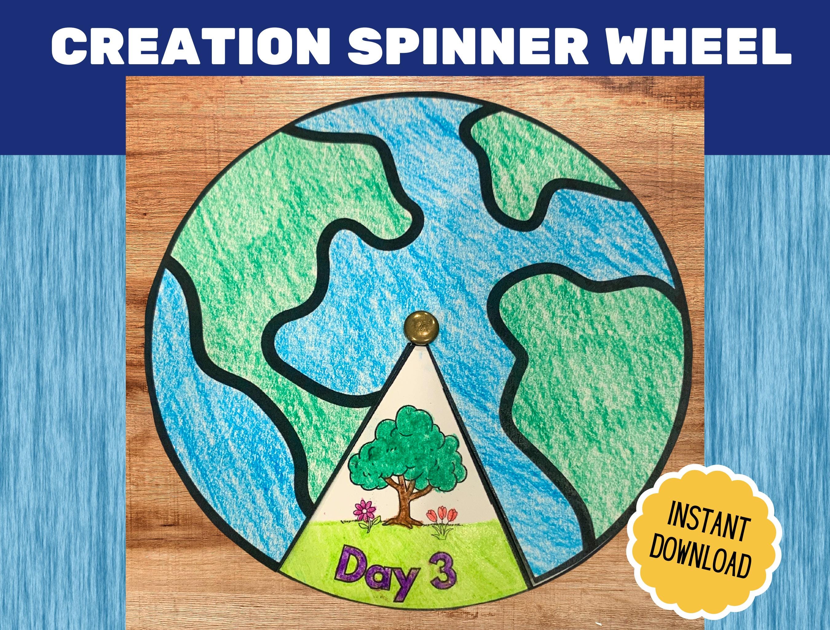 Days of Creation Coloring Wheel, Kids Bible Lesson, Memory Game, Bible ...