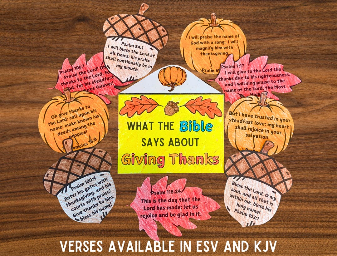 Thanksgiving Bible Craft, Give Thanks Sunday School Activity, Gratitude ...