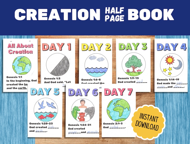 Days of Creation Coloring Pages, Kids Bible Coloring Book, Genesis 1 ...