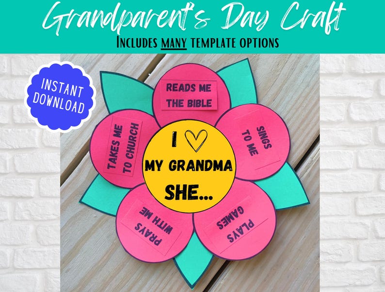 Grandparents Day Craft for Grandma, Preschool Grandparents Day Craft ...