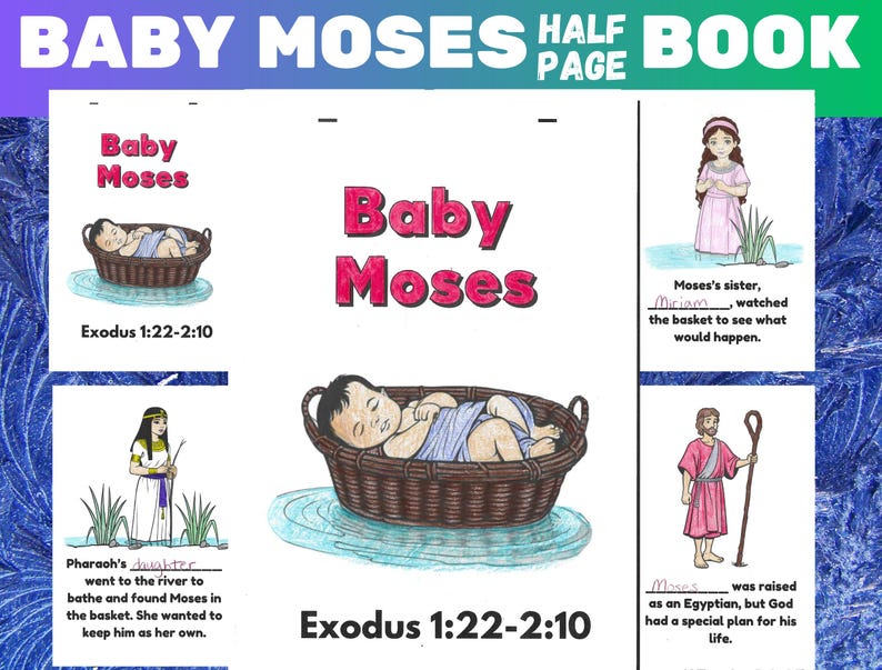 Birth of Moses, Printable Bible Craft, Sunday School Lesson, Kids Bible ...