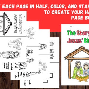 Christmas Nativity Story Birth of Jesus Coloring Book Craft, Advent ...