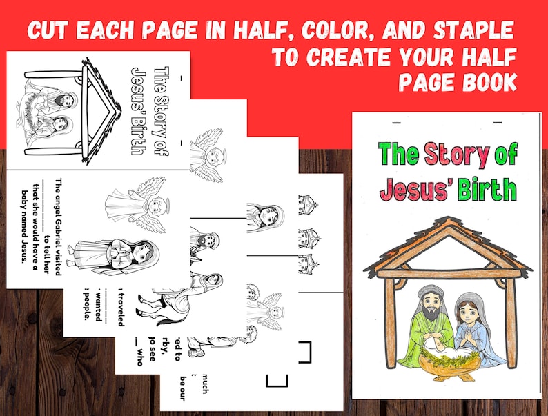 Christmas Nativity Story Birth of Jesus Coloring Book Craft, Advent ...