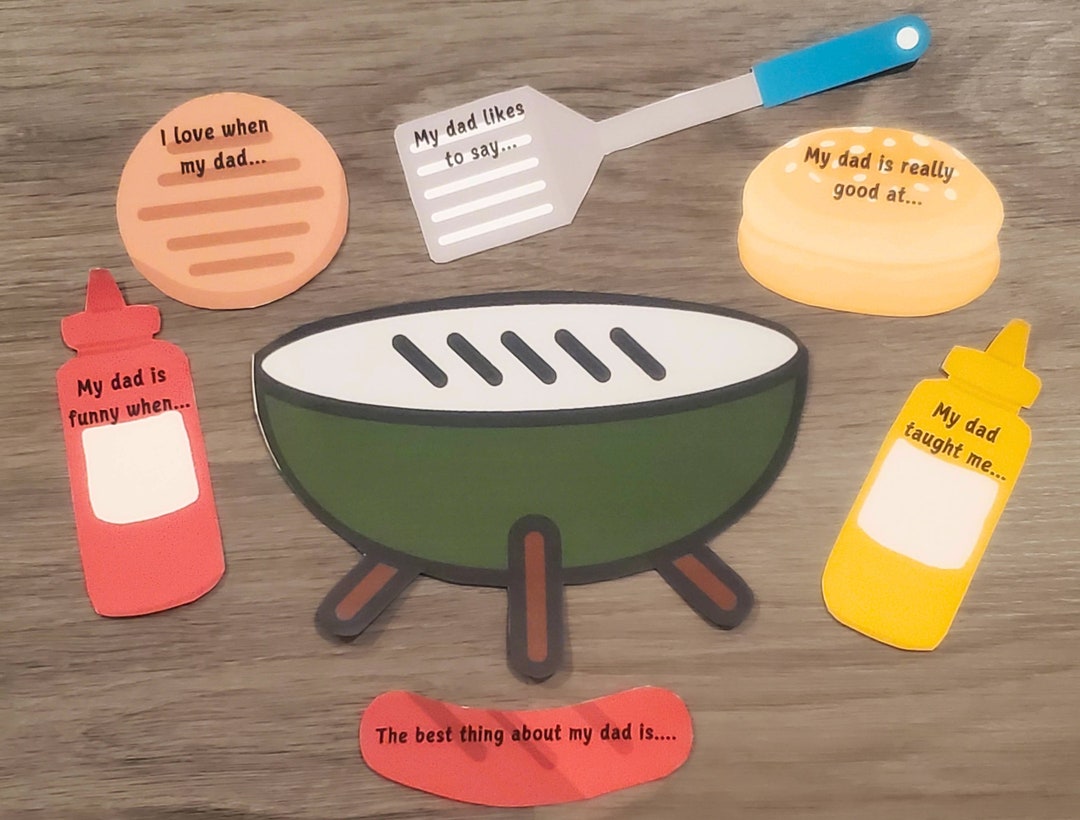 Printable Father's Day Craft, All About My Dad Grill Craft, Dad Gift ...