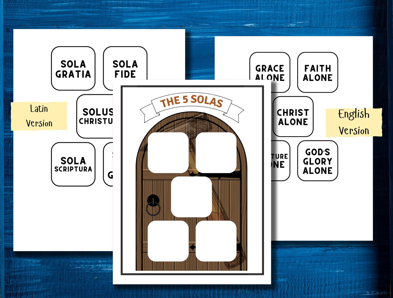 Five Solas Activity, Reformation Day Craft, Kids Bible Study Matching ...