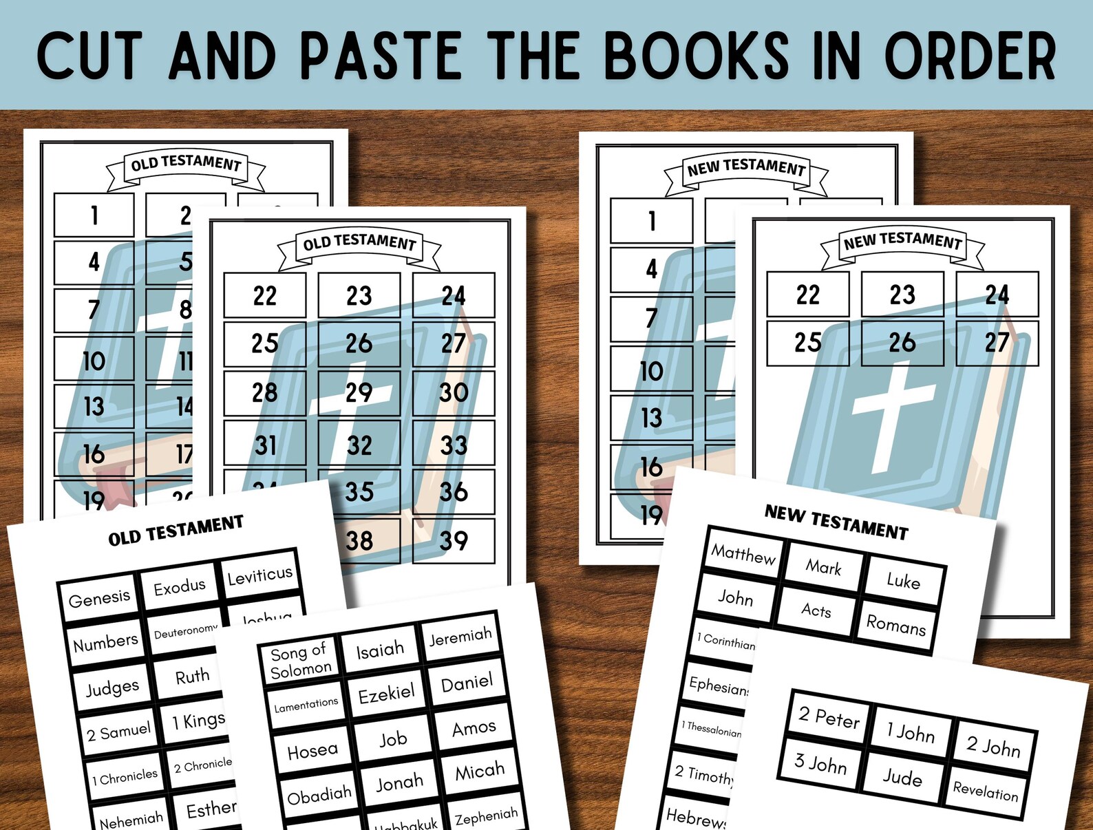 Books of the Bible Sorting Activity, Printable Bible Memory Matching ...