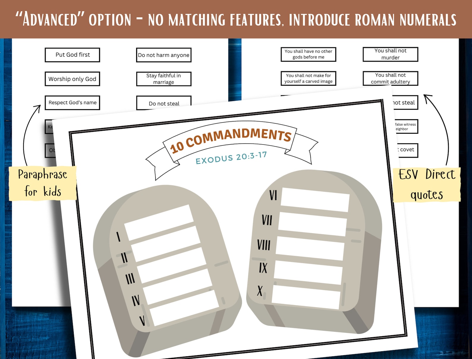 10 Commandments Christian Preschool Activity, Sunday School Kids Bible ...
