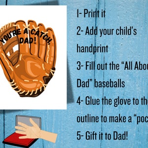 Father's Day Handprint Craft, Printable All About My Dad, Baseball Dad ...