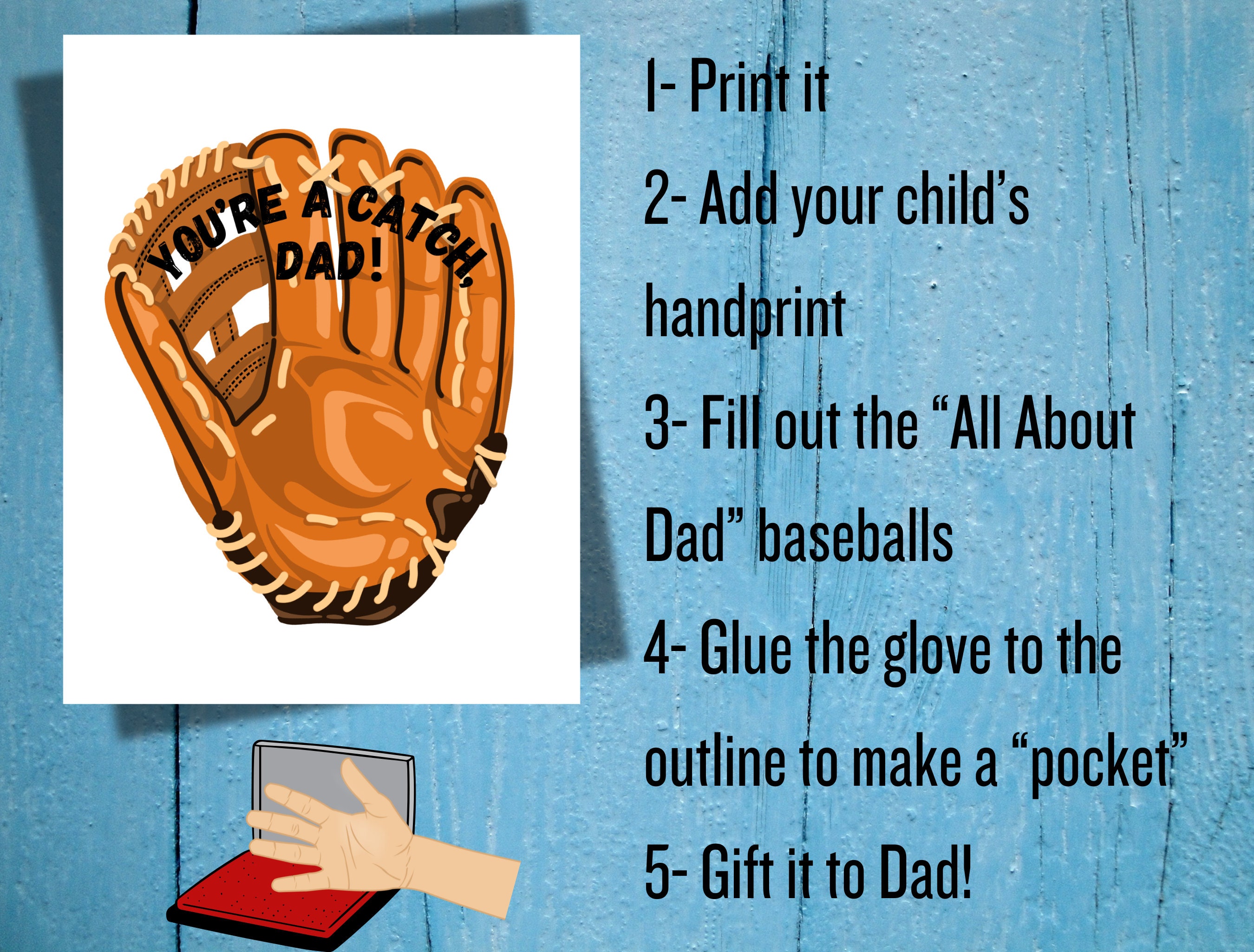 Father's Day Handprint Craft, Printable All About My Dad, Baseball Dad ...