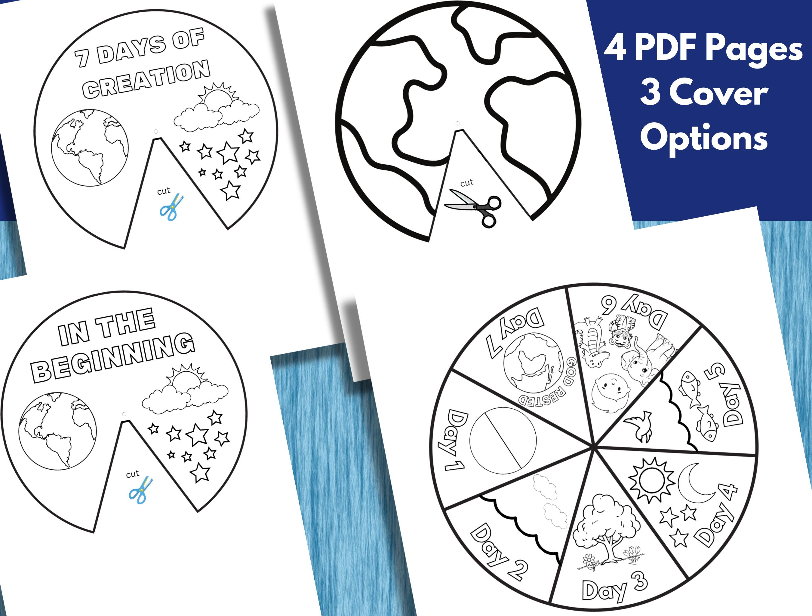 Days of Creation Printable Craft, Kids Bible Coloring Pages, Creation ...