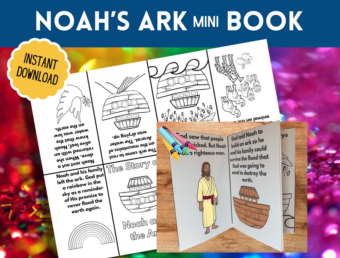 Noah's Ark Mini Book Craft, Sunday School Lesson for Kids, Printable ...