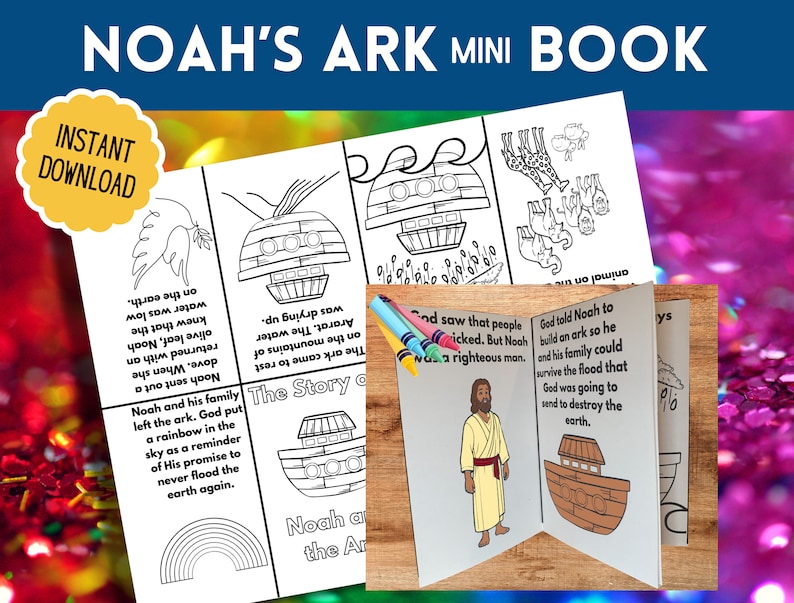 Noah's Ark Mini Book Craft, Sunday School Lesson for Kids, Printable ...