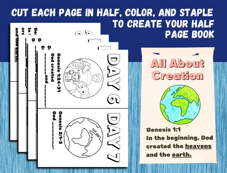 Bible Coloring Pages, Days of Creation, Kids Bible Coloring Book ...