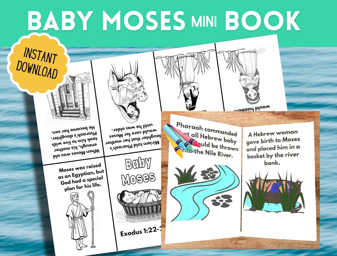 Birth of Moses Mini Book Bible Craft, Sunday School Lesson for Kids ...
