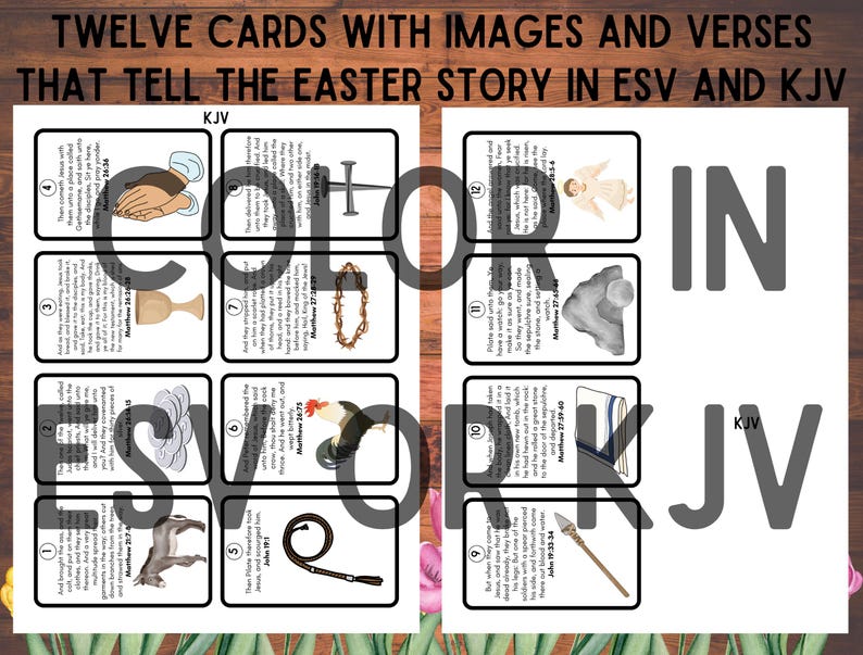 Easter Story Cards for Kids, Sunday School Easter Bible Lesson, Church ...