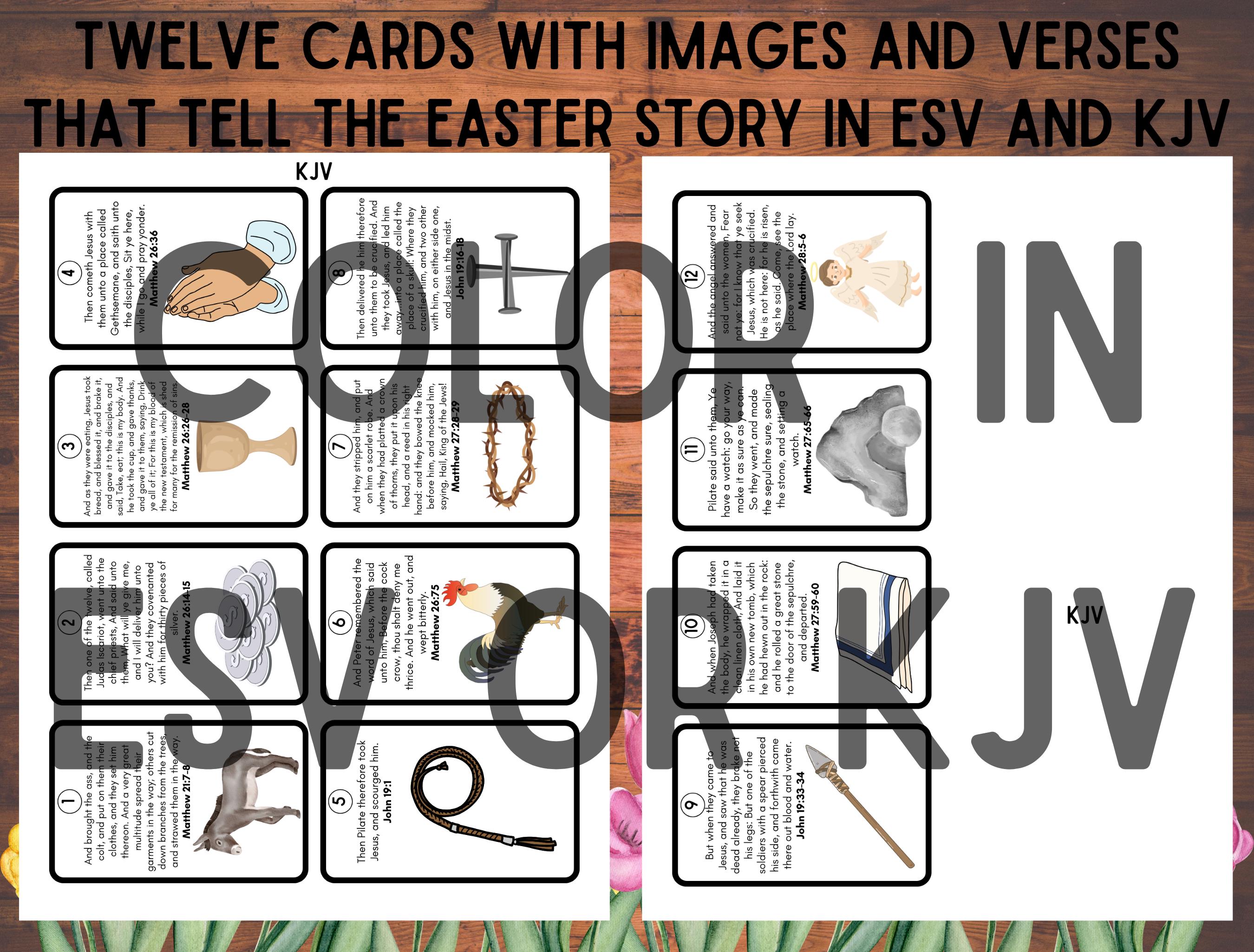 Easter Story Cards for Kids, Sunday School Easter Bible Lesson, Church ...