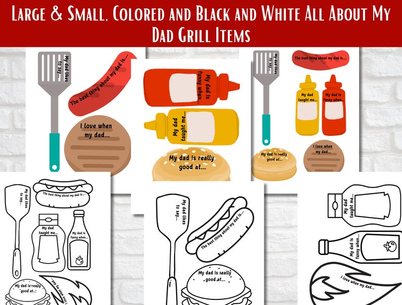 Printable Father's Day Craft, All About My Dad Grill Craft, Dad Gift ...