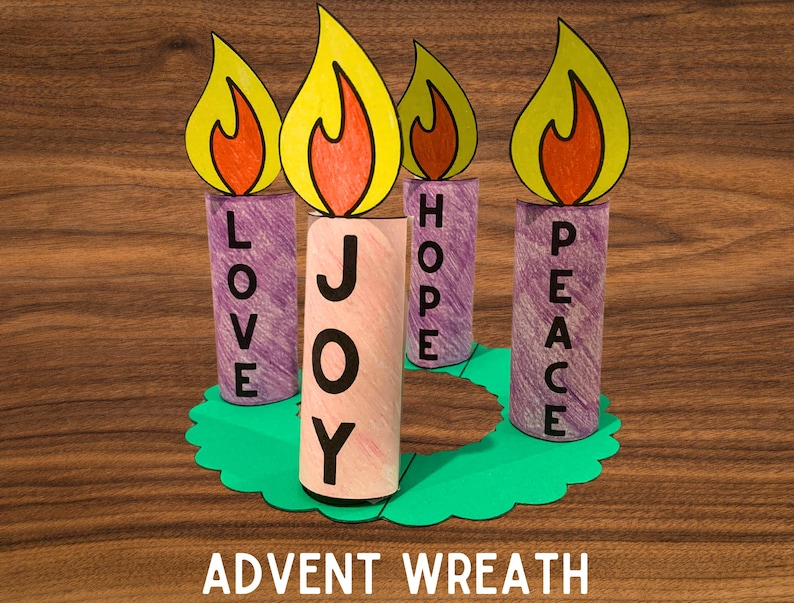Advent Wreath Christmas Craft, Printable Advent Wreath Activity, Advent ...