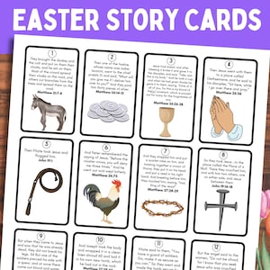 Easter Story Cards for Kids, Sunday School Easter Bible Lesson, Church ...
