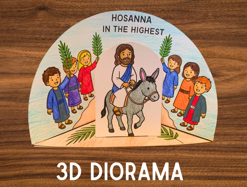 Palm Sunday 3D Bible Craft, Easter Triumphal Entry Printable Diorama ...