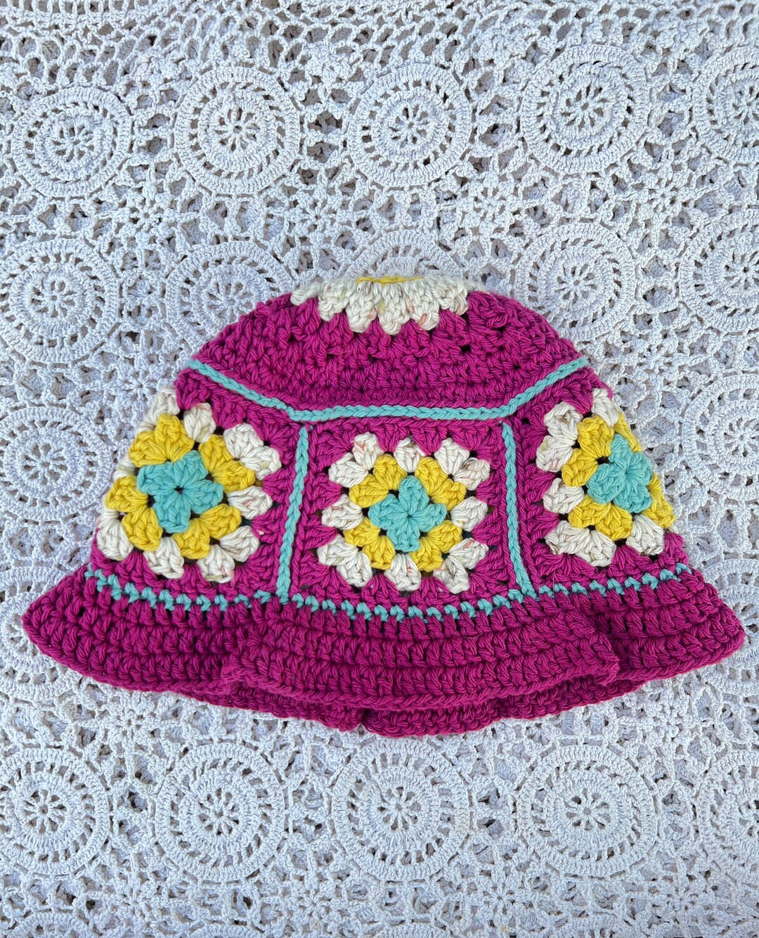 Berry Flower Burst Crochet Bucket Hat - Etsy