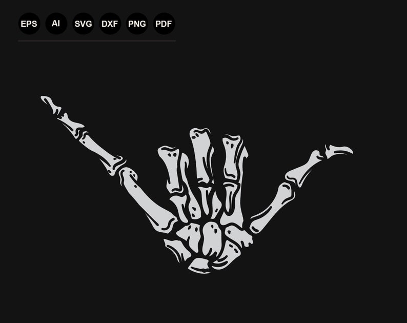 Skeleton Hand Hang Loose Svg, Shaka Skeleton Hand Vector Sign ...