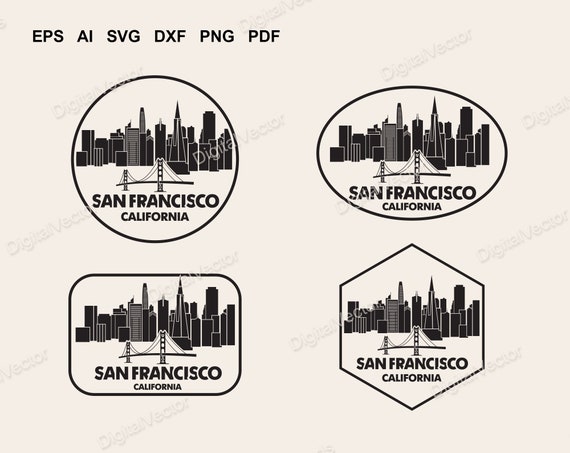San Francisco Skyline Svg Design Golden Gate Bridge | Etsy