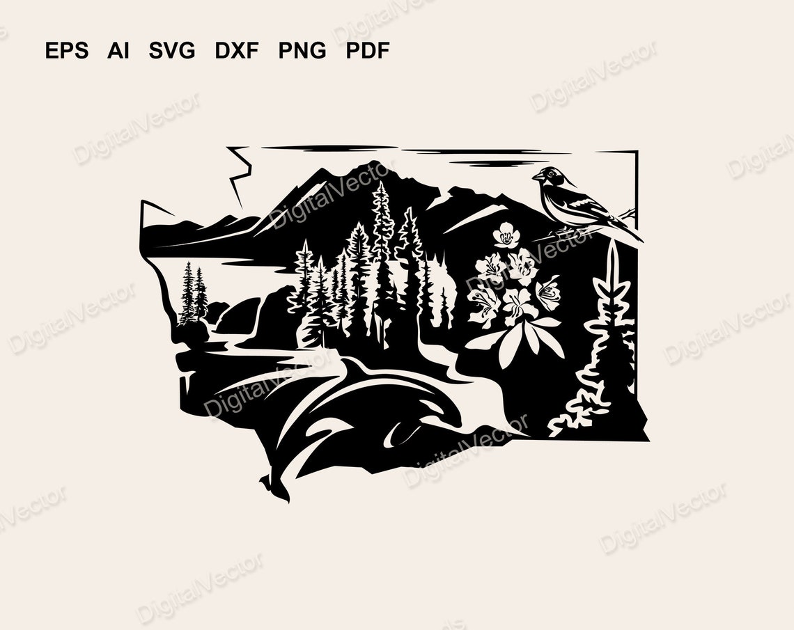 Washington State Svg the Evergreen State Svg Pacific - Etsy