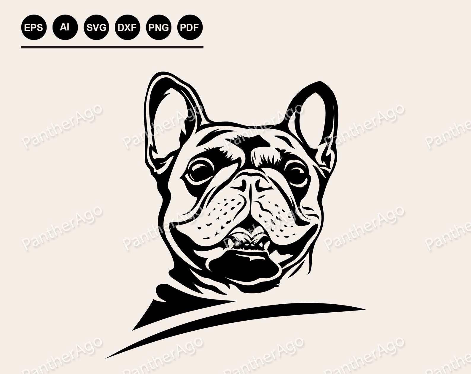 Frenchie Svg, Diseño de silueta de bulldog francés, Clipart de razas de ...