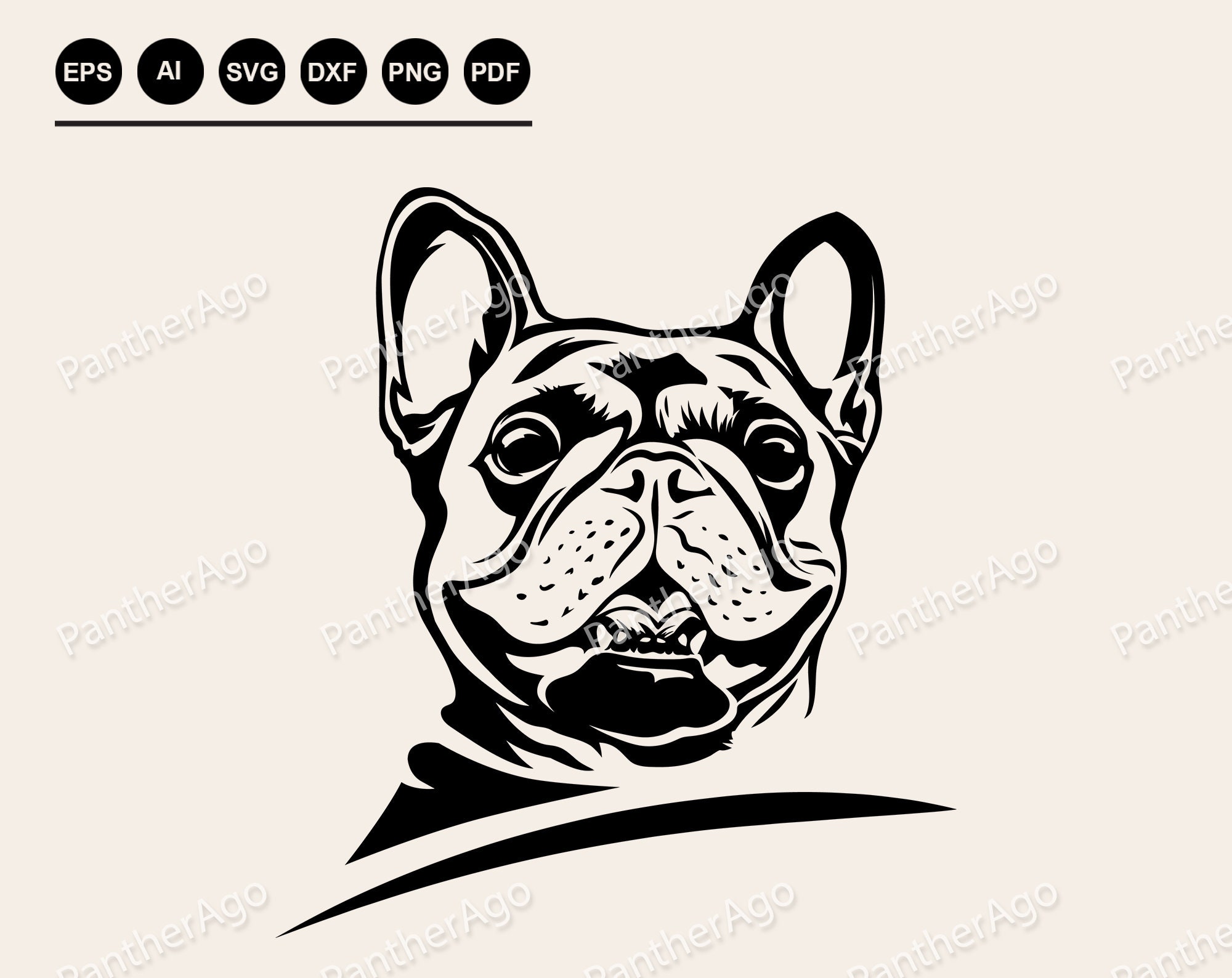 French Bulldog Face Silhouette