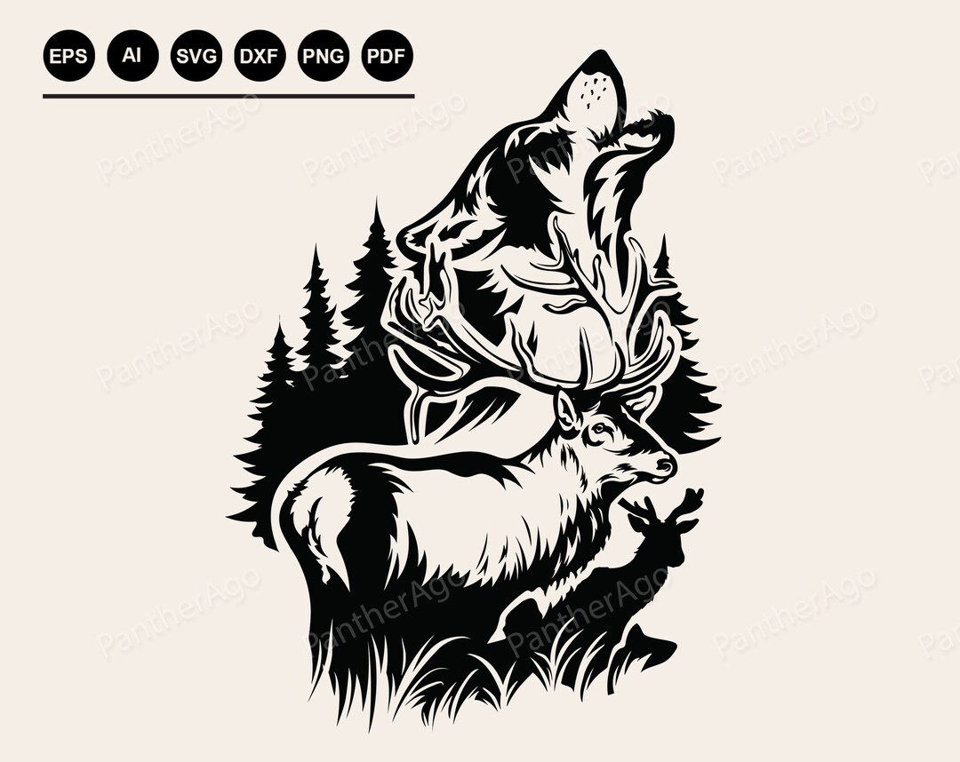 Wolf and Deer Svg, Forest Animal, Christmas Ornaments Design, Wild ...