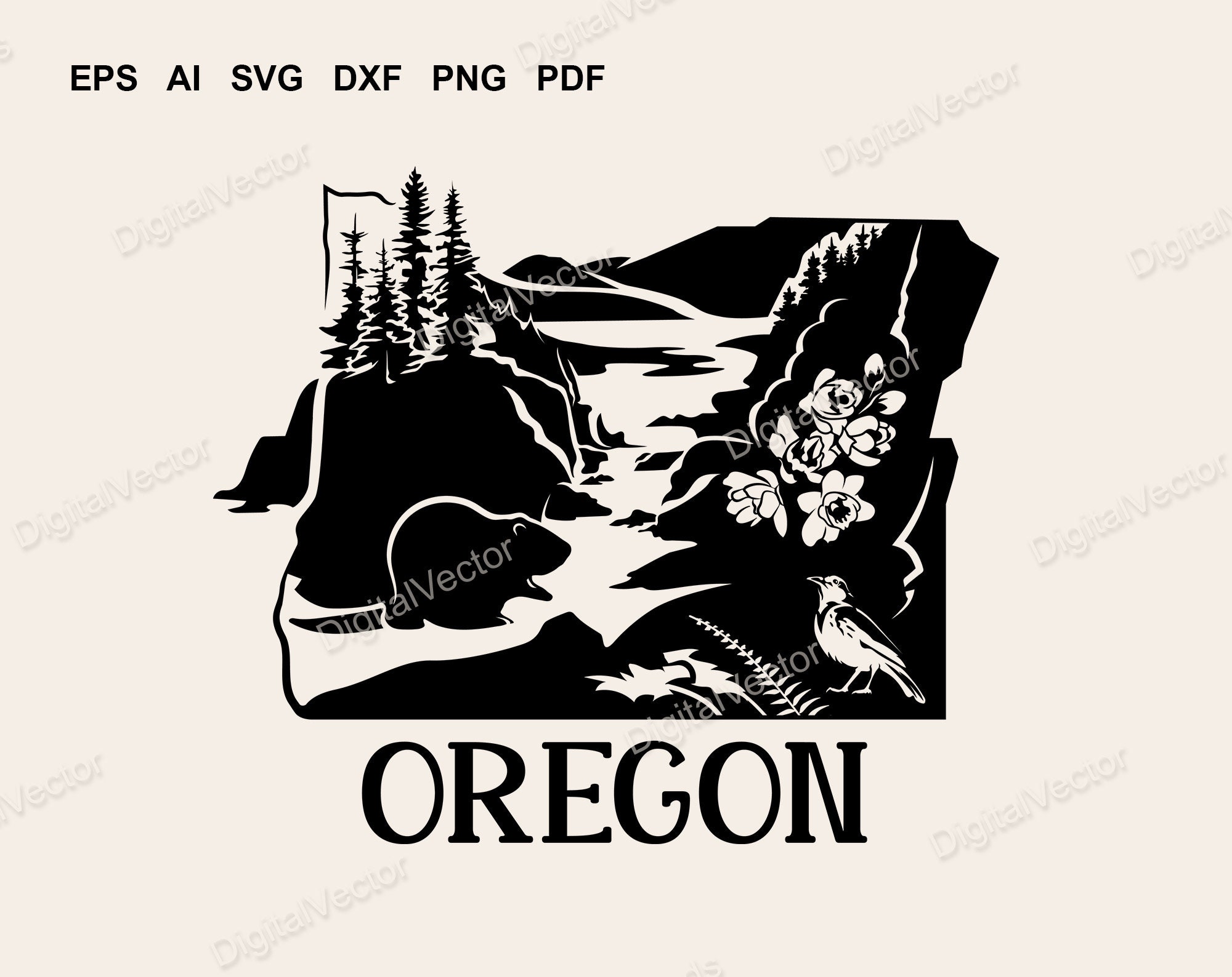 Oregon Svg Beaver State Silhouette Oregon Grape Western - Etsy