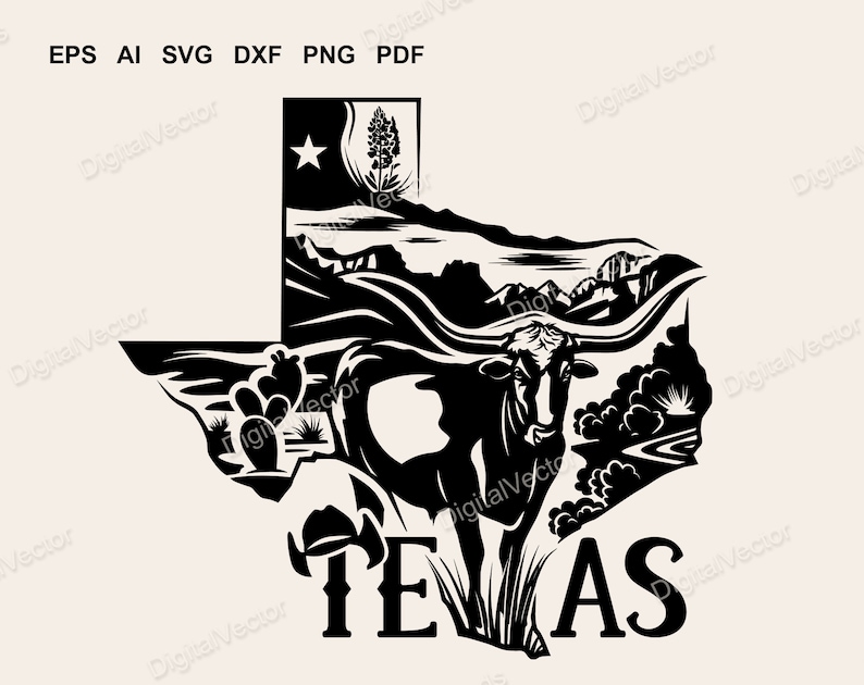 Texas Svg Silhouette the Friendly State Texas Bluebonnet - Etsy