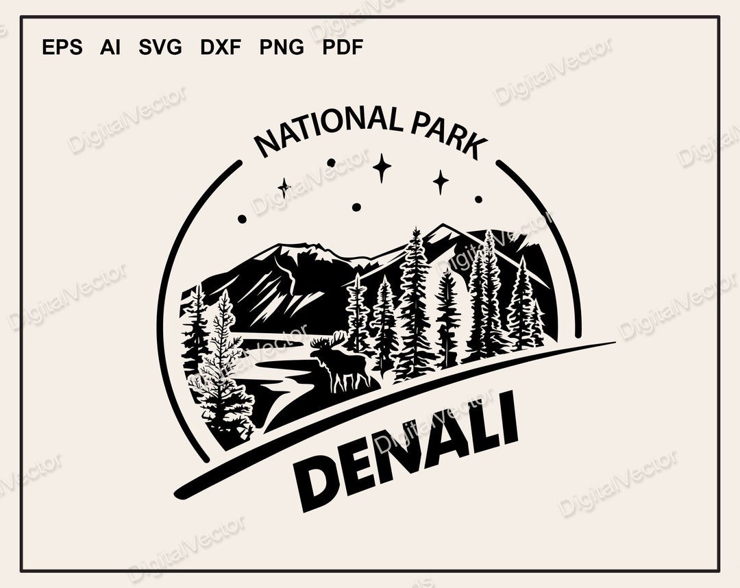 Denali National Park Svg Design, Nature Design, Alaska Silhouette ...