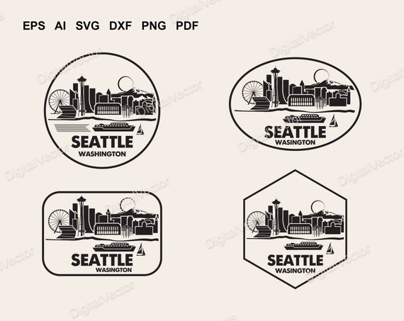 Seattle Skyline Svg Design Washington State Sublimation | Etsy