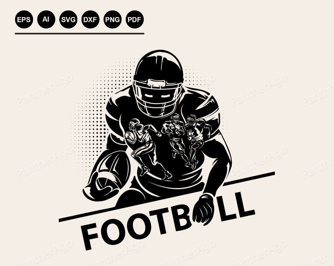 Football Svg, Game Day, Touchdown Football Player Silhouette, Football ...