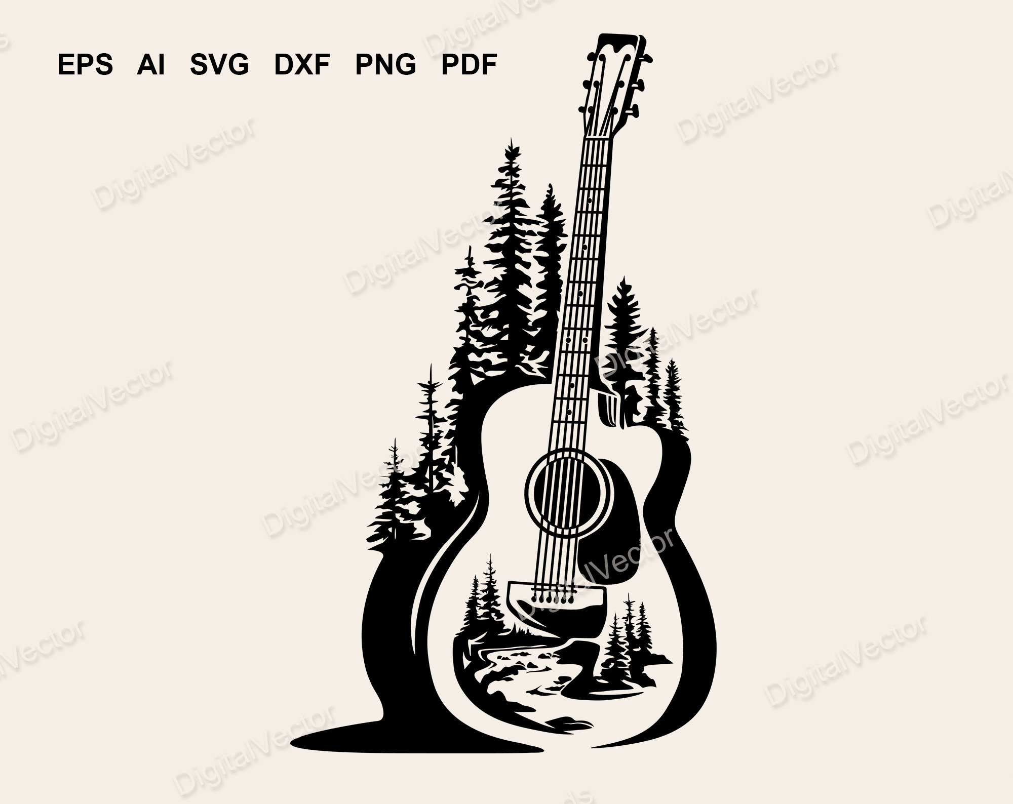 Country Guitar Silhouette Vector