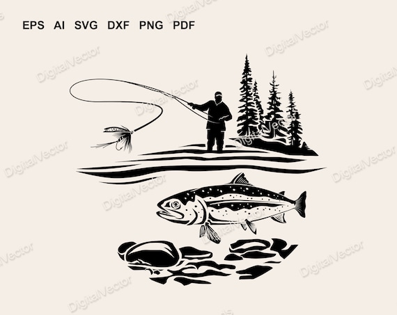 Fly Fishing Vector Art
