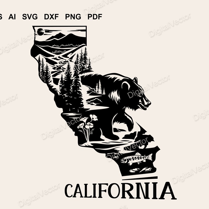California Bear Art - Etsy