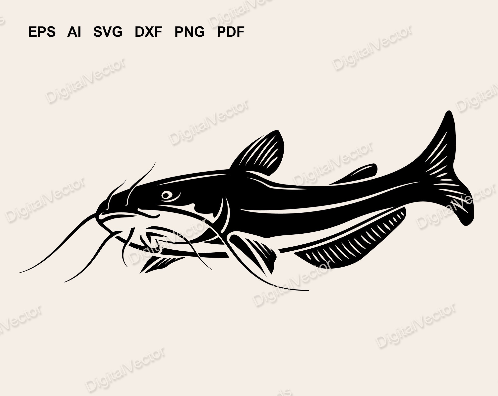 Catfish Silhouette Design Fishing Silhouette Design SVG - Etsy