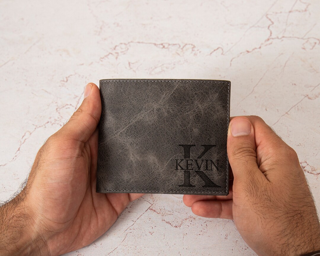 Personalized Leather Wallet Mens, Custom Photo, Handwriting, Pharase ...