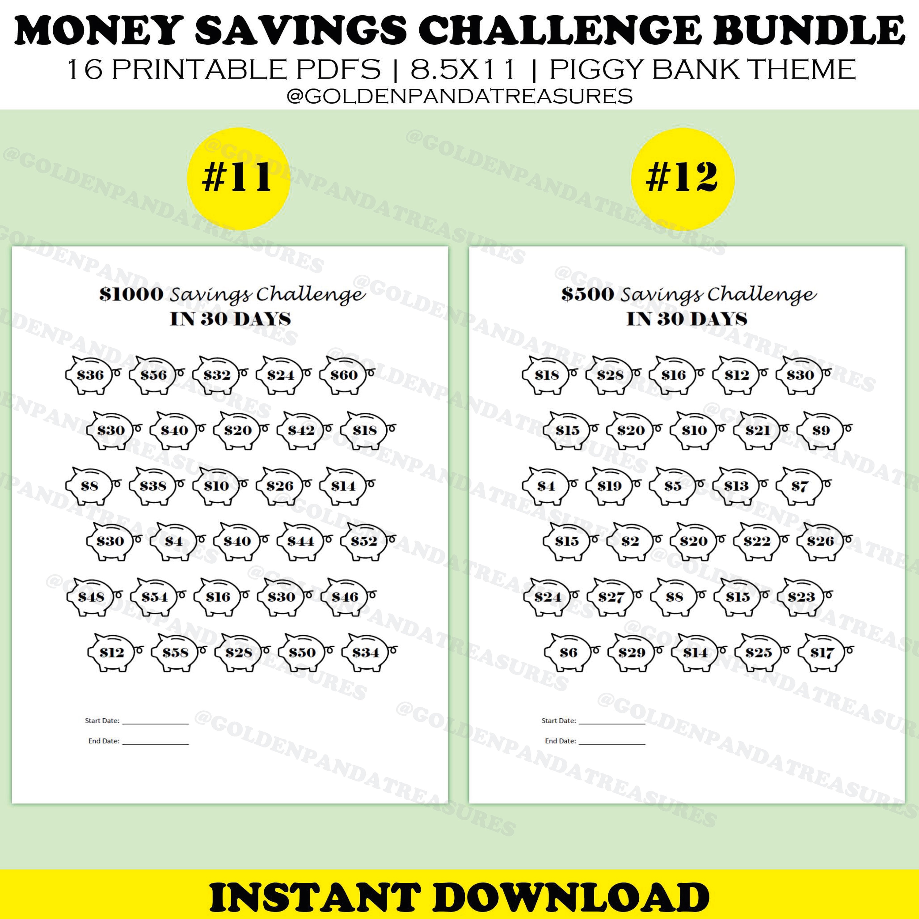 Savings Challenge Printable, Pig / Piggy Bank Theme, Budget Challenge ...