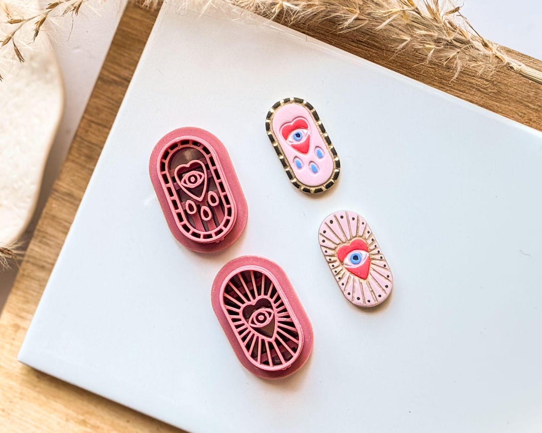 Mystical Oblong Clay Cutters X 2, Traditional Tattoo Style Imprint Clay ...