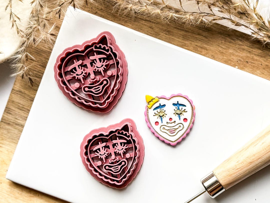 Heart Clown Face Clay Cutter: Polymer Clay Earring Tool, 5 Sizes - Etsy