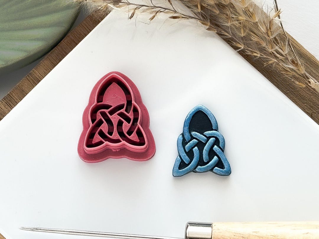 Celtic Knot Clay Cutter: Triangular Polymer Clay Stamp, Debossed Design ...