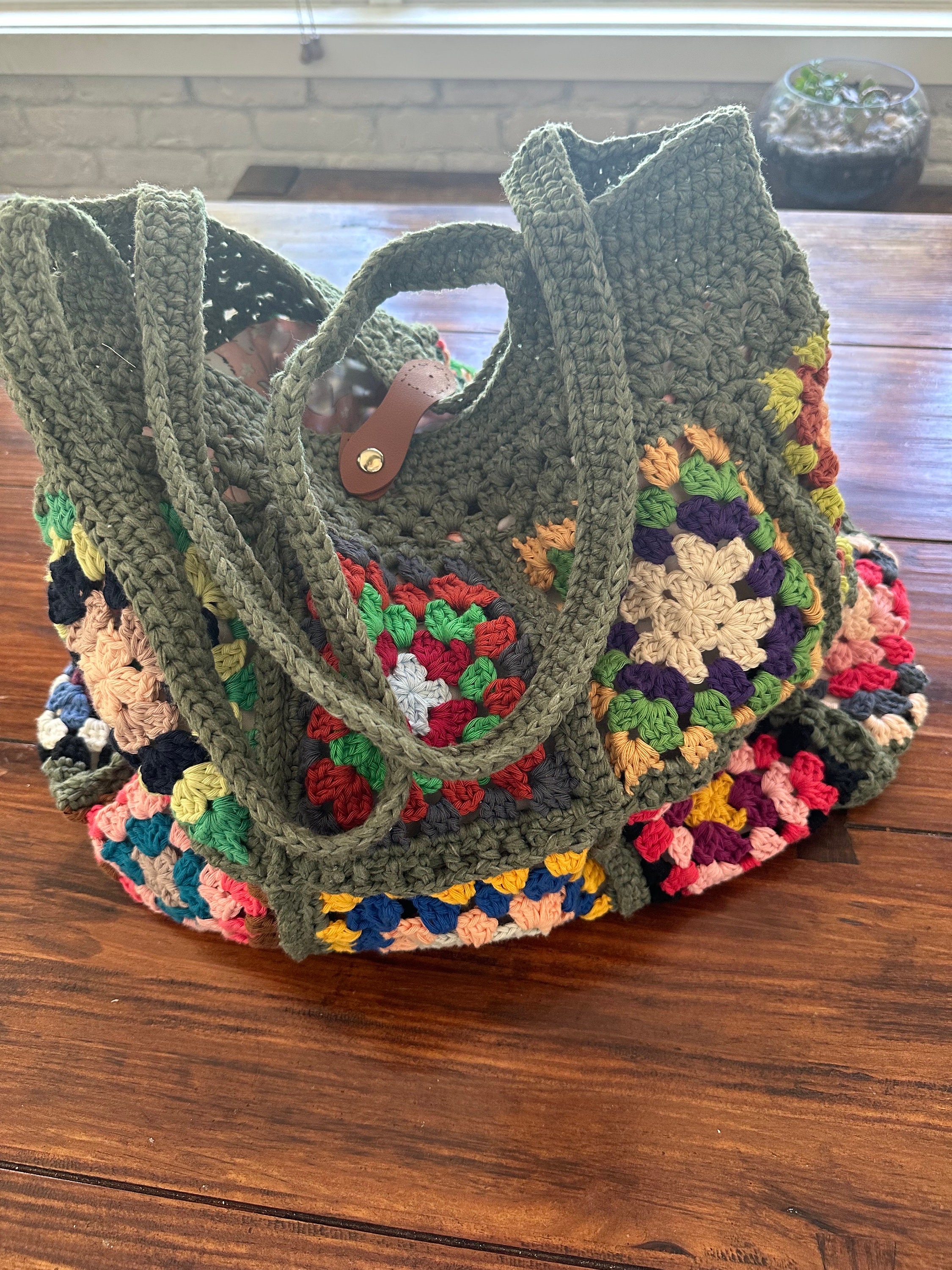 Granny Square Crocheted Shoulder Bag Summer Bag Crochet Handbag Gift ...