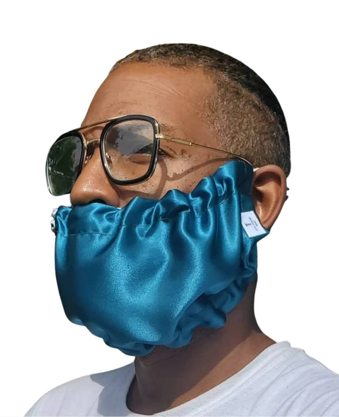 Teal & Black Adjustable and Reversible Beard Bonnet, Beard Rag, Beard ...