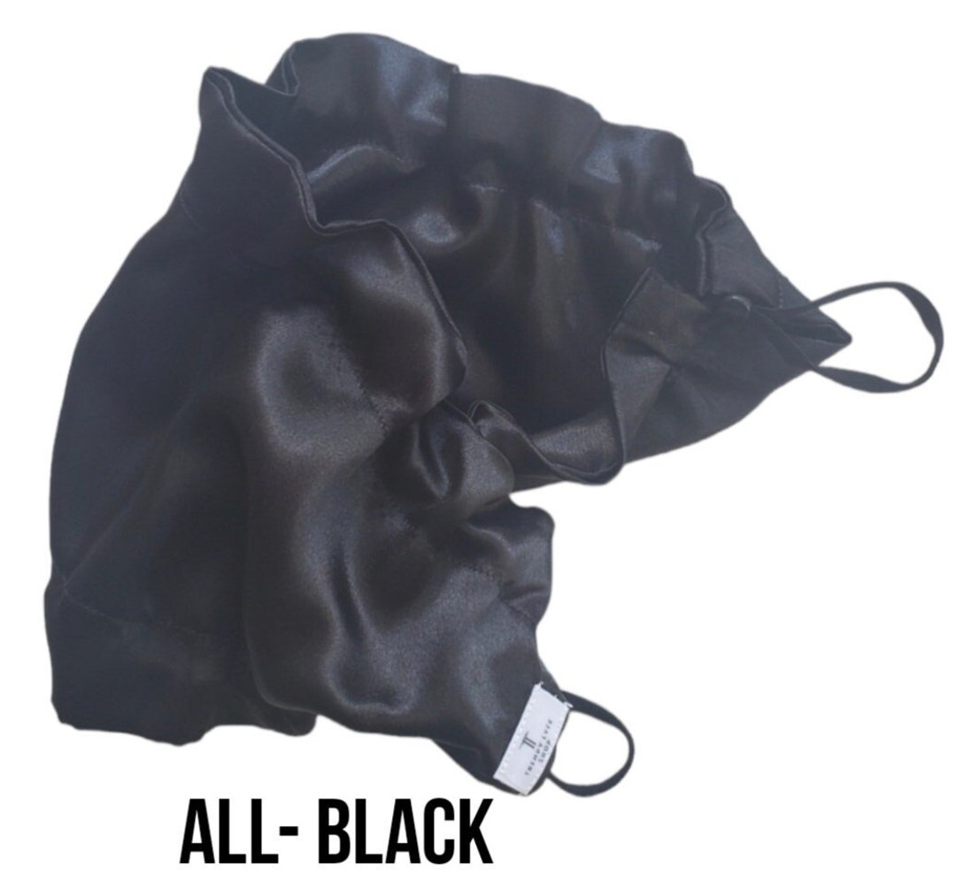 ALL-BLACK Adjustable and Reversible Beard Bonnet, Beard Rag, Beard ...