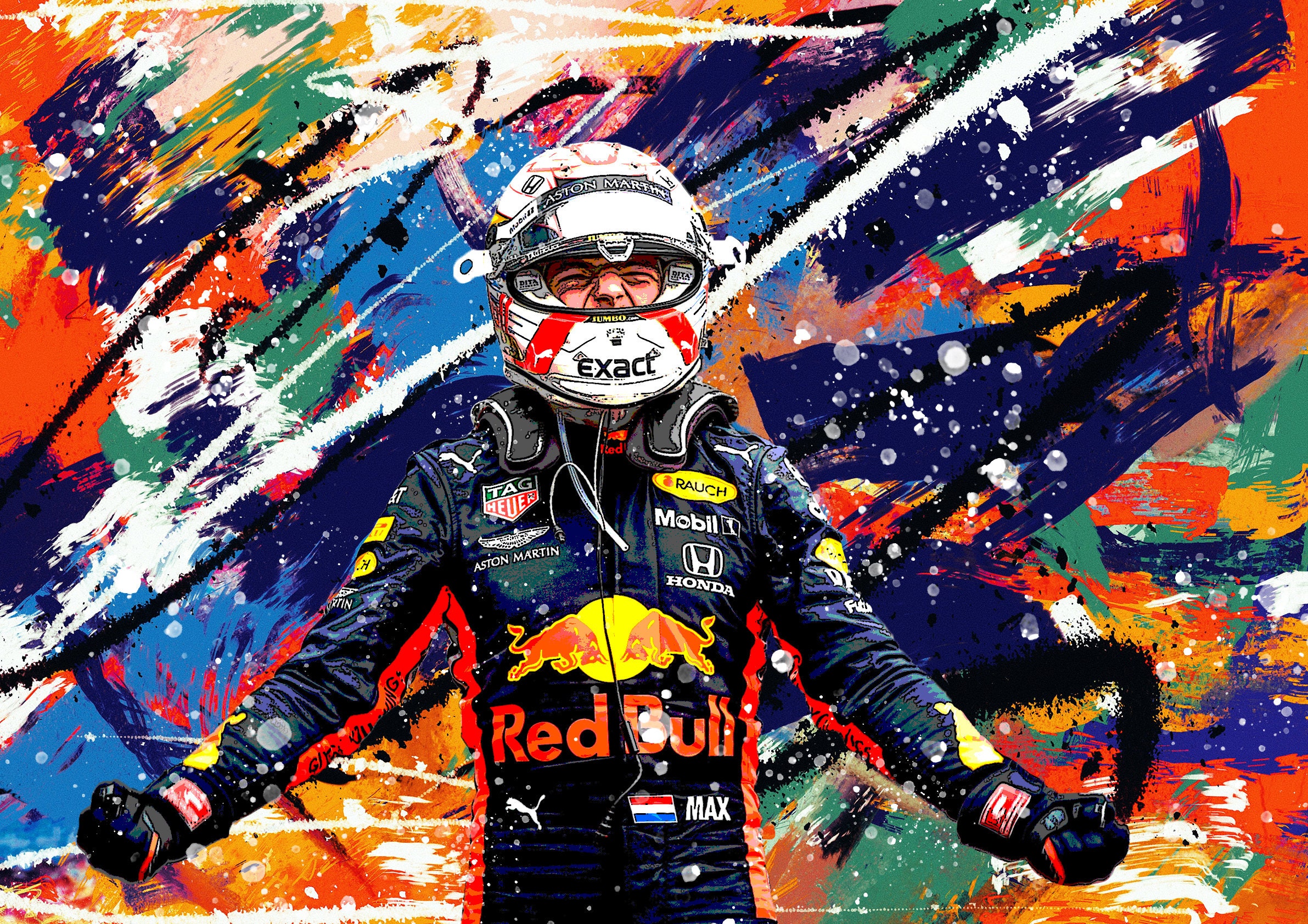 Max Verstappen Digital Art, Printed on Bright White Matt Coated Premium ...